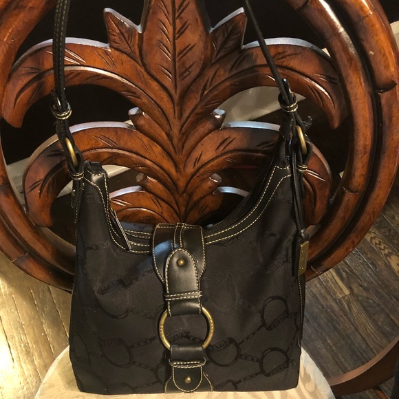 Chaps | Bags | Chaps Black Canvas And Leather Logo Purse | Poshmark